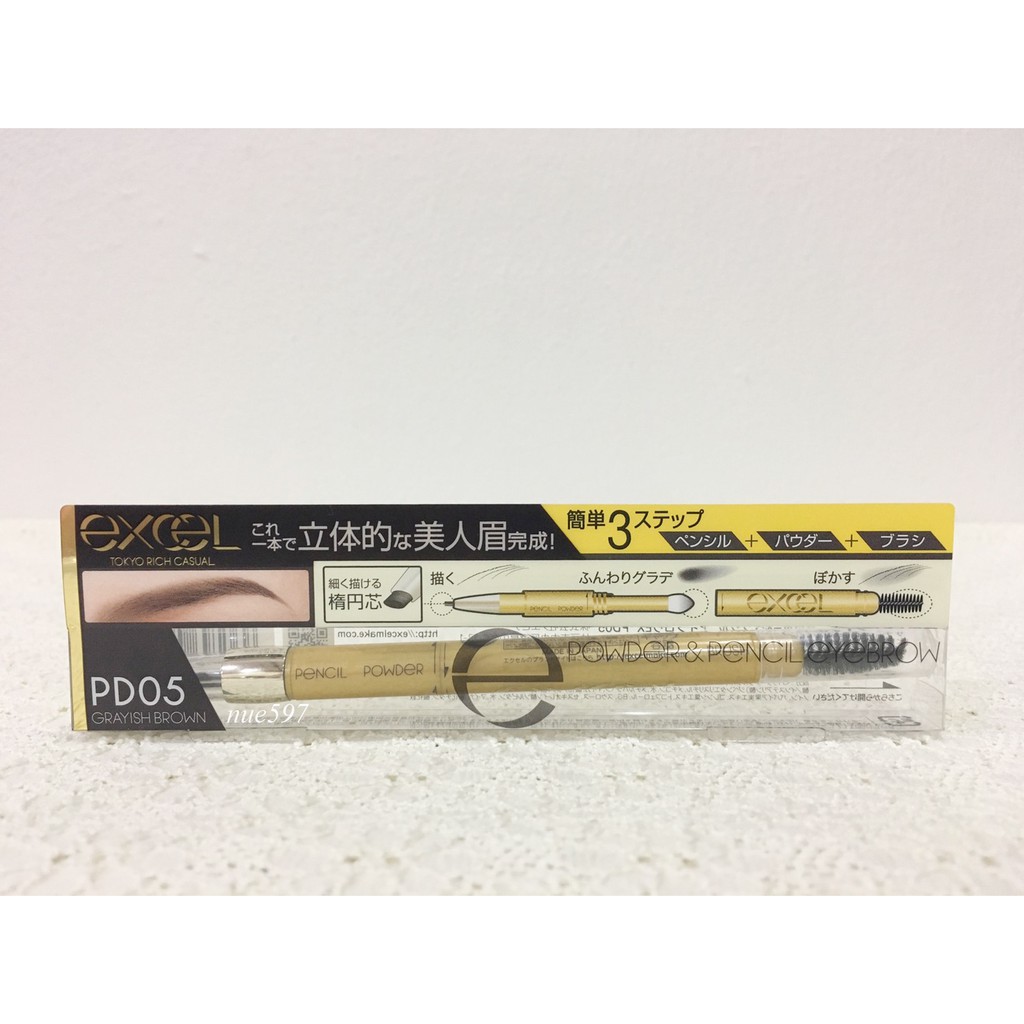 ดินสอเขียนคิ้ว excel powder & pencil eyebrow 3 in 1 | Shopee Thailand