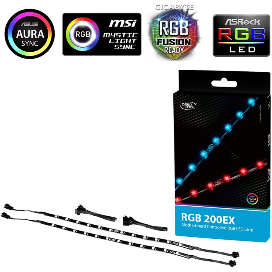 DEEPCOOL RGB 200EX RGB LED Strip, SYNC Controlled via 12V RGB 4-pin ...