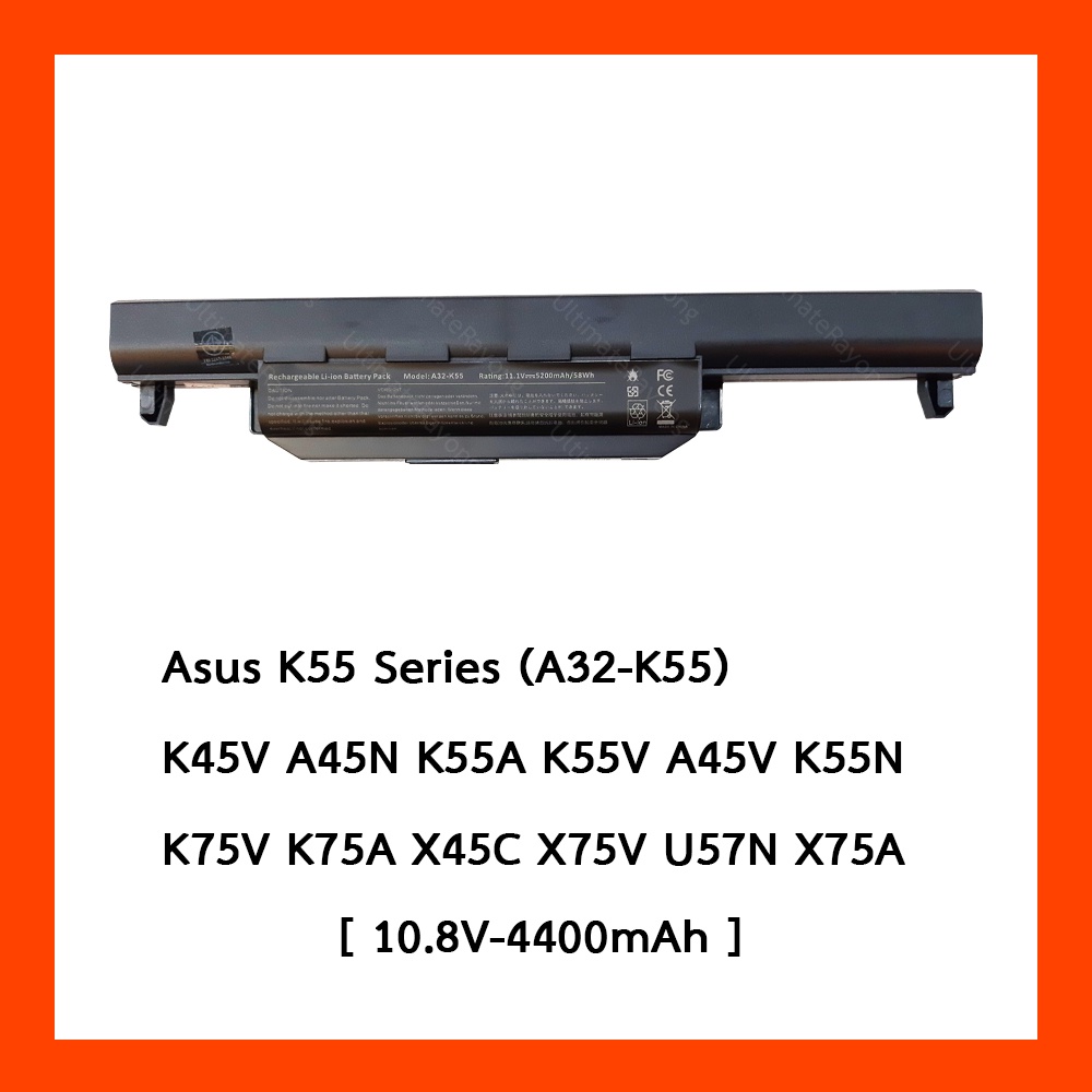 Battery Asus K55 Series A32-K55 : 10.8V-4400mAh Black | Shopee Thailand