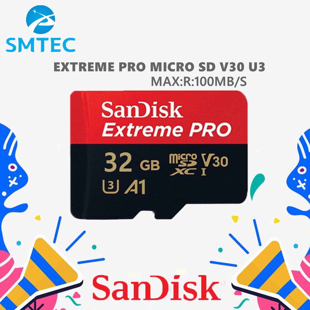 พร้อมส่ง！！ SanDisk Extreme Pro เมมโมรี่การ์ดของแท้ Micro SD Card 32GB ความเร็ว อ่าน 100MB/s ...