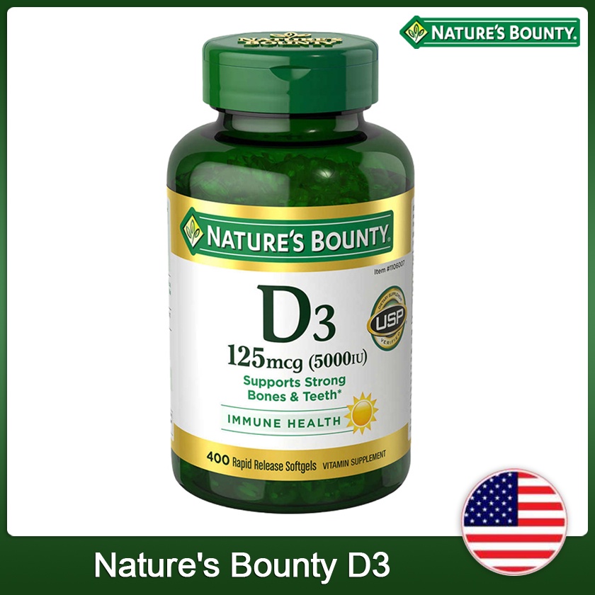 (Exp.09/2027)Nature's Bounty Vitamin D3 125mcg 5000 IU 400 Softgels ...