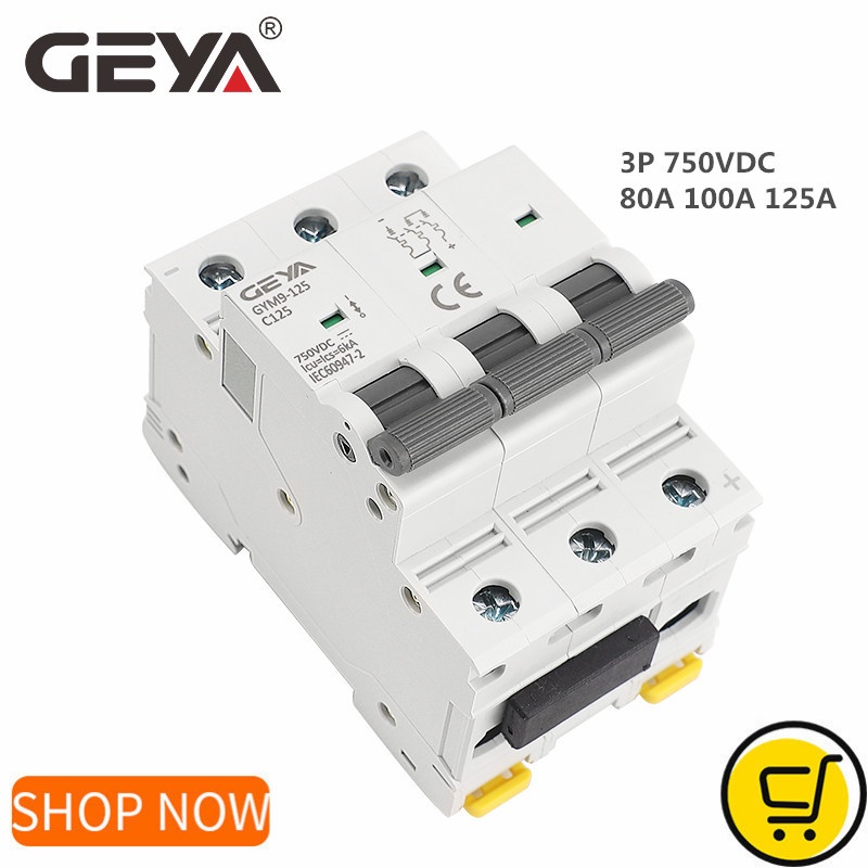 GEYA 3P 80A 100A 125A DC Breaker Din Rail MCB 6KA 750VDC Circuit ...