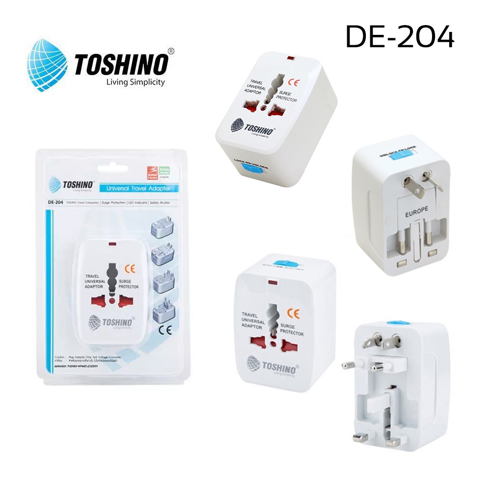 ปลั๊กแปลง Toshino Travel Adapter Universal 4 in 1 รุ่น DE-204 / DE ...