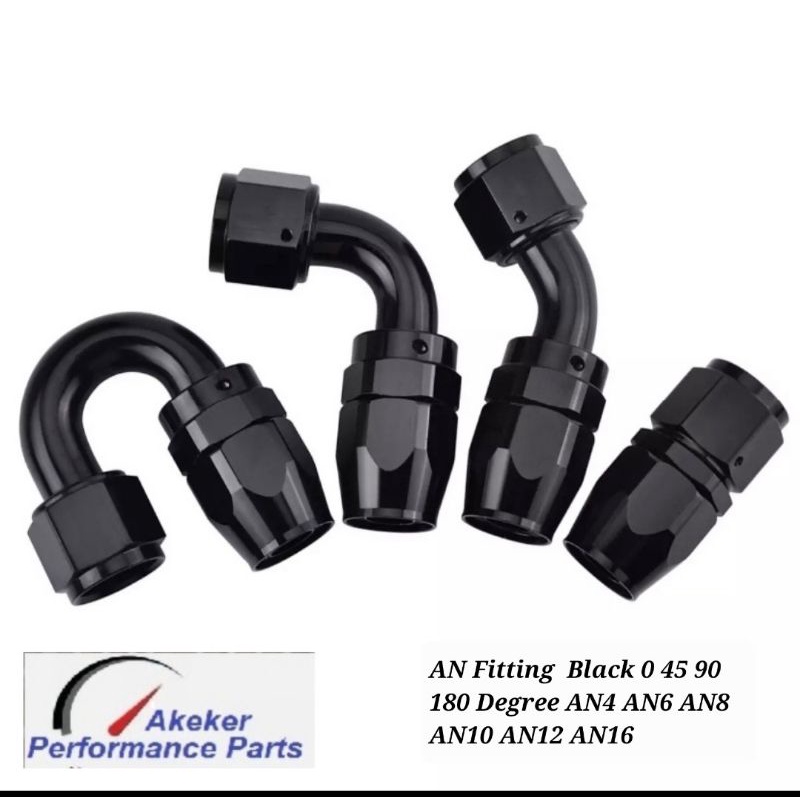 AK72 AN Fitting Black 0 45 90 180 Degree AN4 AN6 AN8 AN10 AN12 หัวฟิตติ้ง | Shopee Thailand