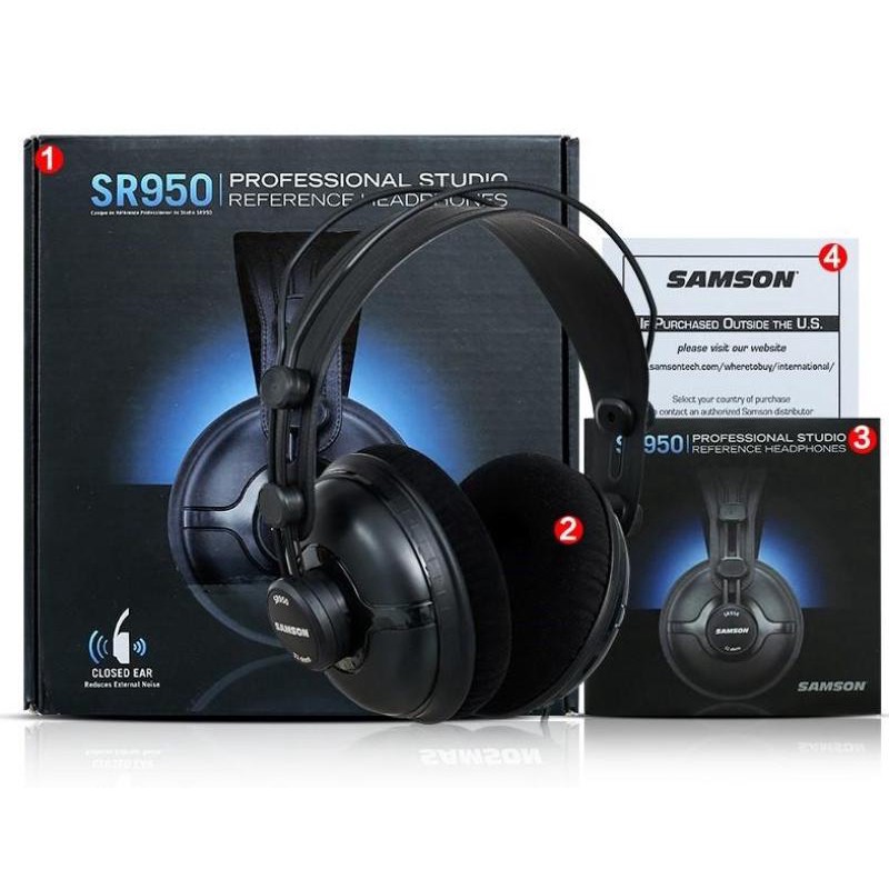 SAMSON SR950 หูฟังจอภาพอ้างอิงสตูดิโอระดับมืออาชีพ สําหรับการบันทึกการ ...