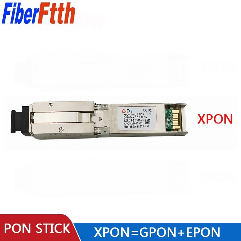 Pon Stick EPON GPON XPON SFP ONU Stick พร้อมโมดูลเชื่อมต่อ MAC SC DDM pon 1490 1330nm 1.25Gbps ...