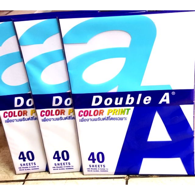 Double A Color Print กระดาษคัลเลอร์ปริ้นท์ A4 90 แกรม 40 แผ่น | Shopee ...