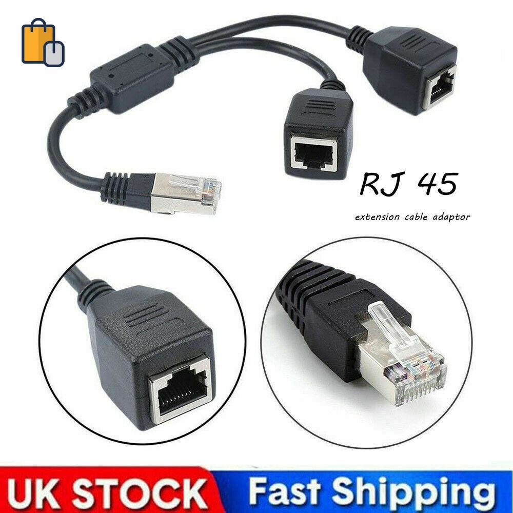 RJ45 Splitter Adapter 1 To 2 Dual LAN Ethernet Network Extension Cable ...