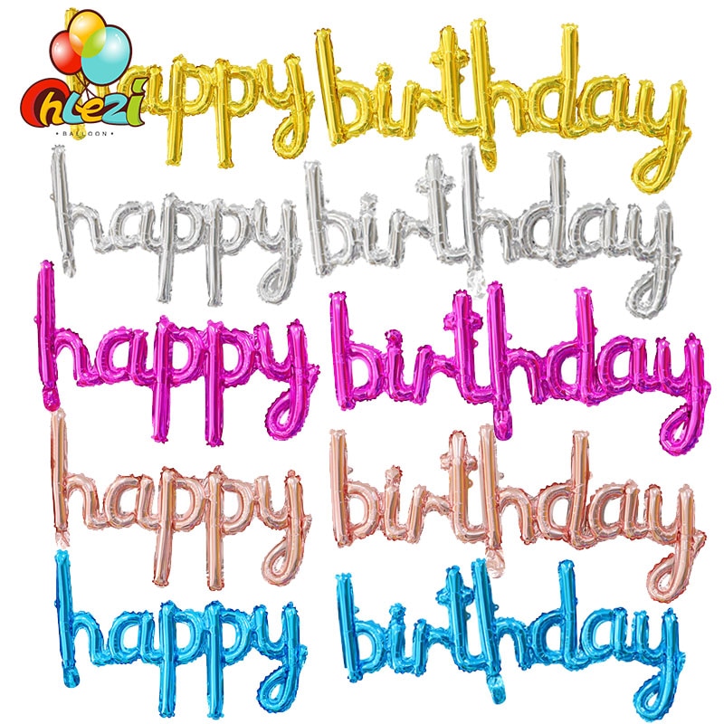 New happy birthday Conjoined Letters balloons Rose gold blue pink ...
