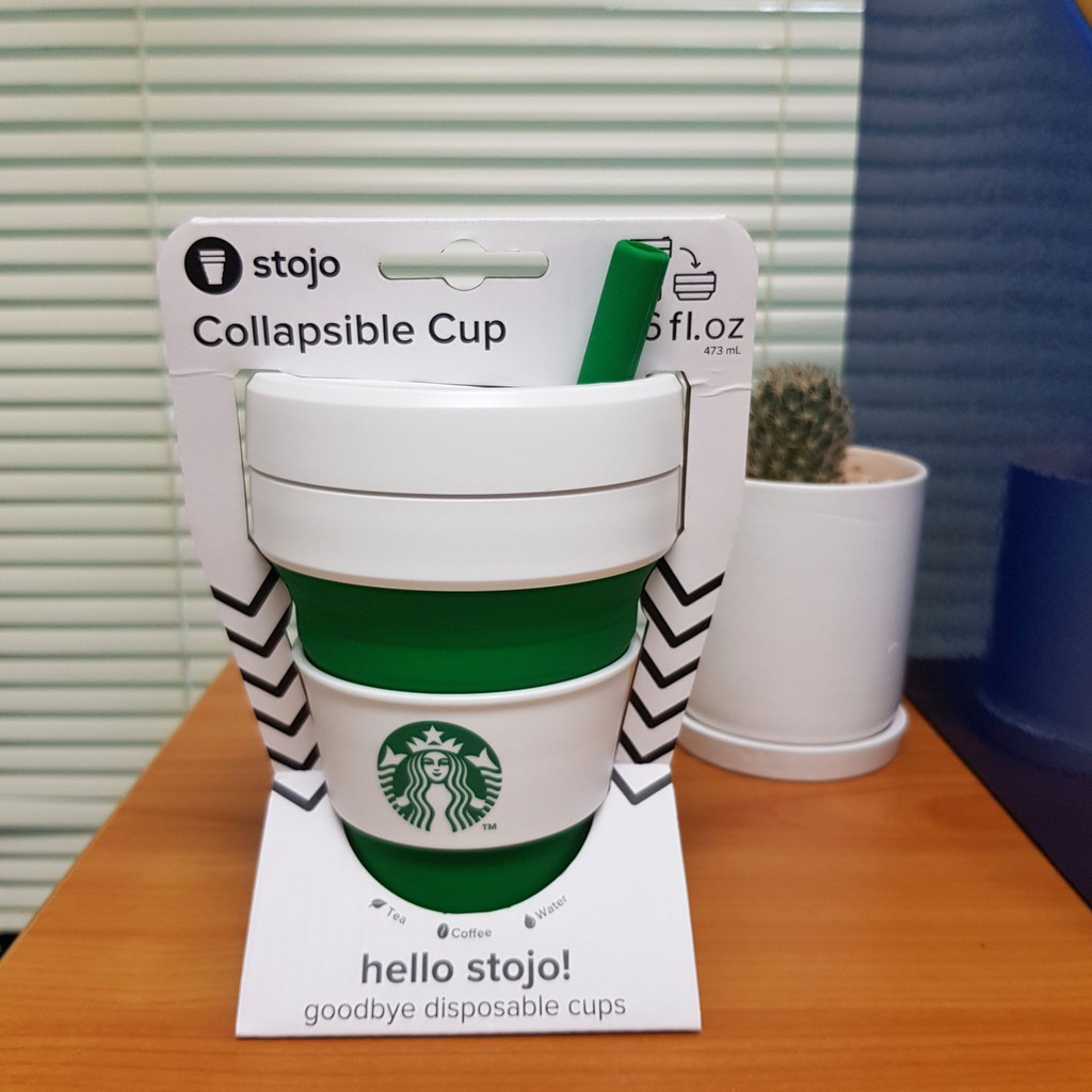 แก้ว Starbucks แก้วพับได้ สโตโจ สตาร์บัคส์ Stojo Collapsible Cup | Shopee Thailand