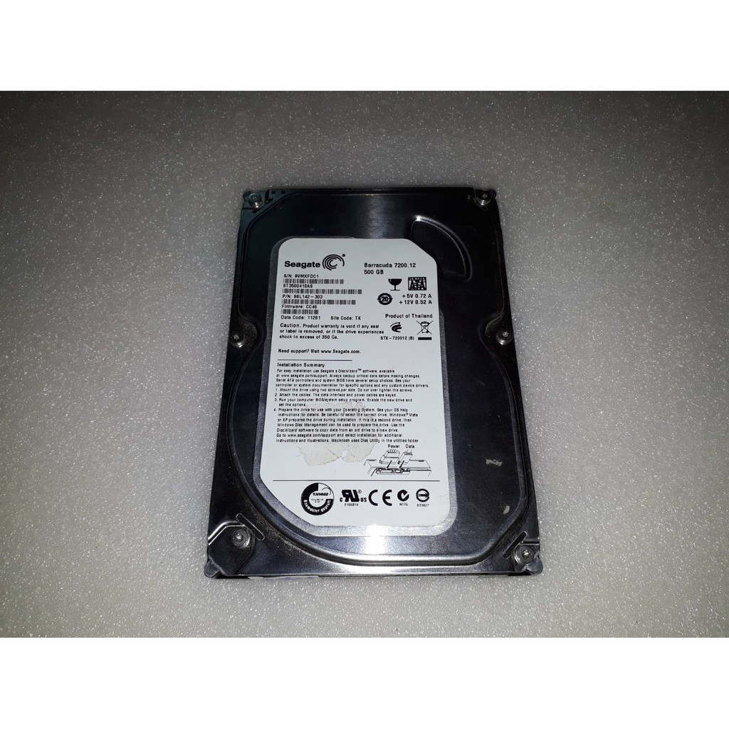 Harddisk SATA 3.5" Seagate 500GB รหัส ST3500418AS สำหรับ PC | Shopee ...