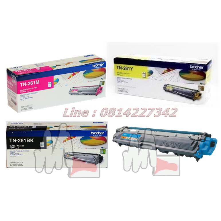 TN-261 หมึกชุด 4 สี ดำ ฟ้า เหลือง แดง TN-261Bk , TN-261C , TN-261M , TN ...