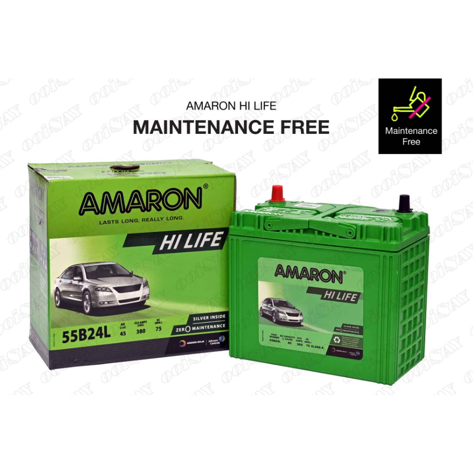 แบตเตอรี่ Amaron Hi Life 55B24R, 55B24L | Shopee Thailand