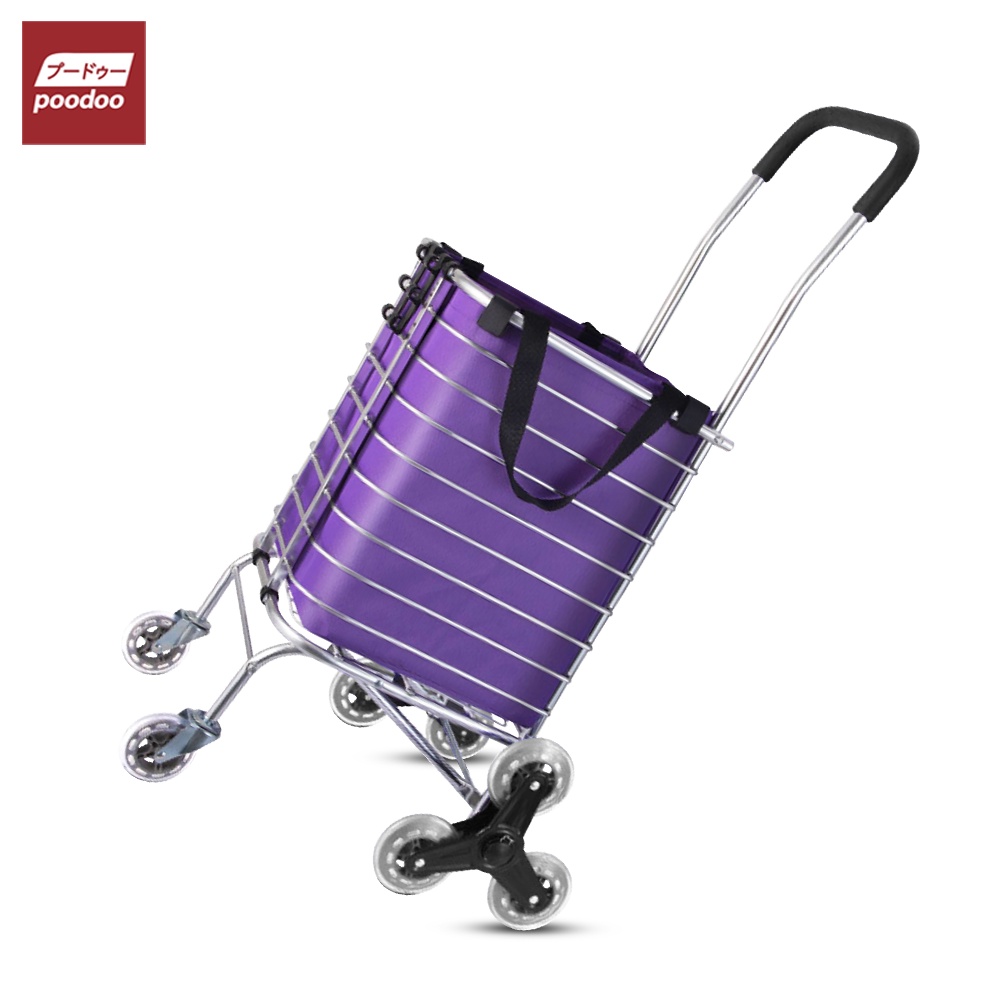 poodoo รถเข็นจ่ายตลาด รถเข็นอลูมิเนียม พับเก็บได้ | Shopee Thailand