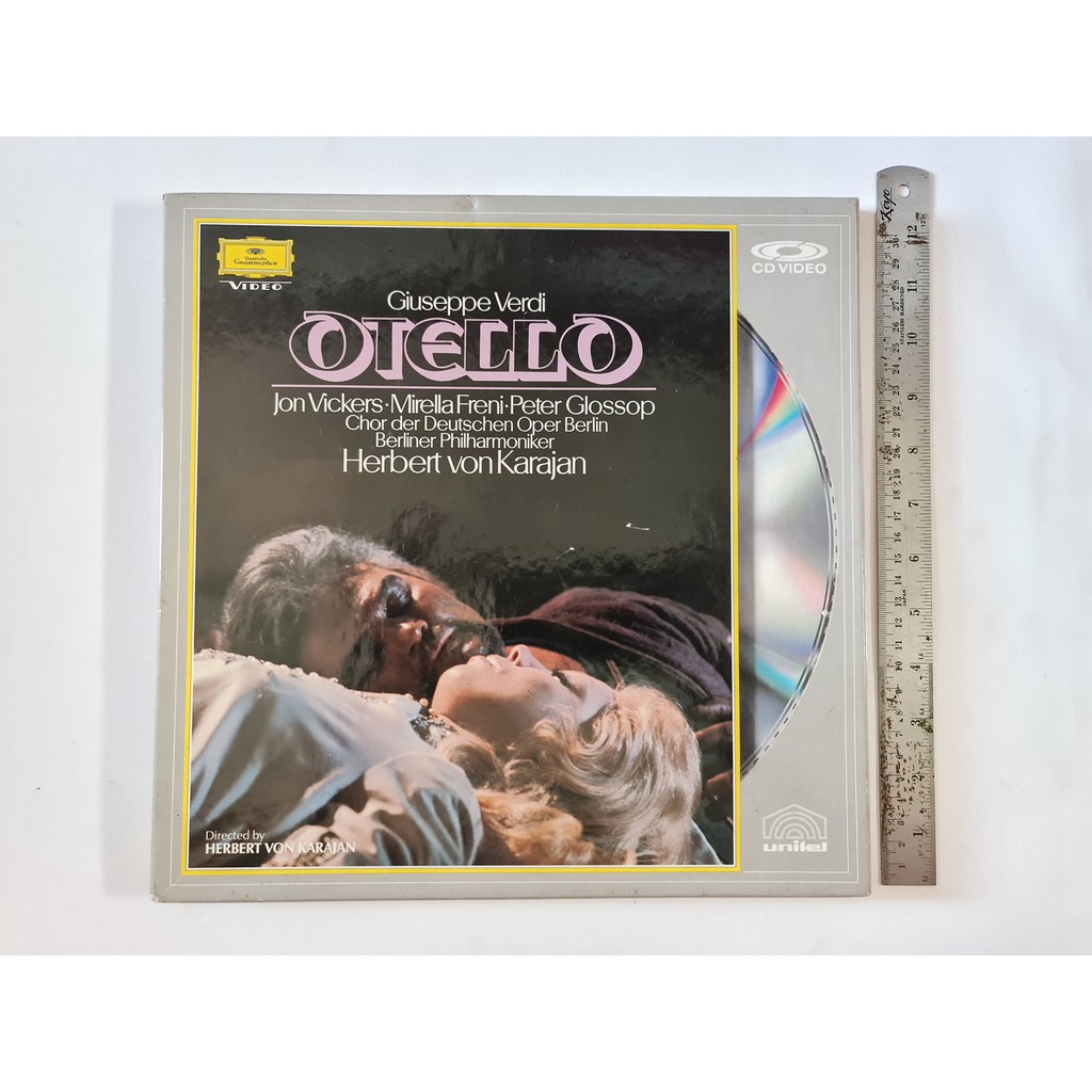 แผ่น เลเซอร์ดิสก์ VERDI OTELLO, KARAJAN - CD VIDEO LASERDISC 072 501-1 (มือ 2) เพลงละคร Opera ...