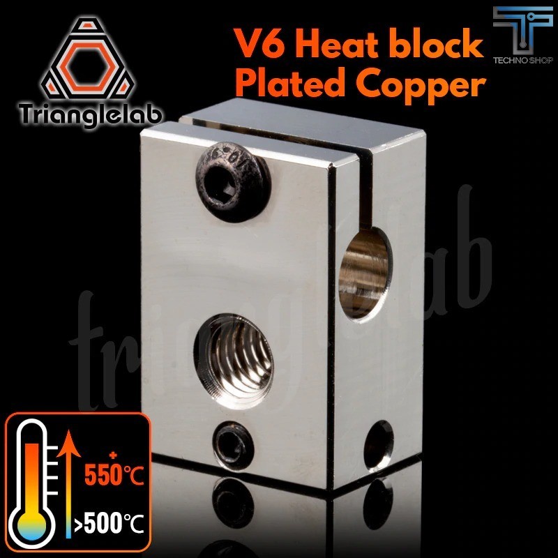 TRIANGLELAB V6 Plated Copper Heat Block For E3d V6 Hotend 3D Printer ...