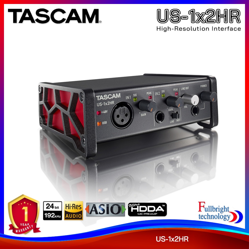 Tascam US-1x2HR High-Resolution USB Audio Interface (1Mic, 2IN, 2OUT ...