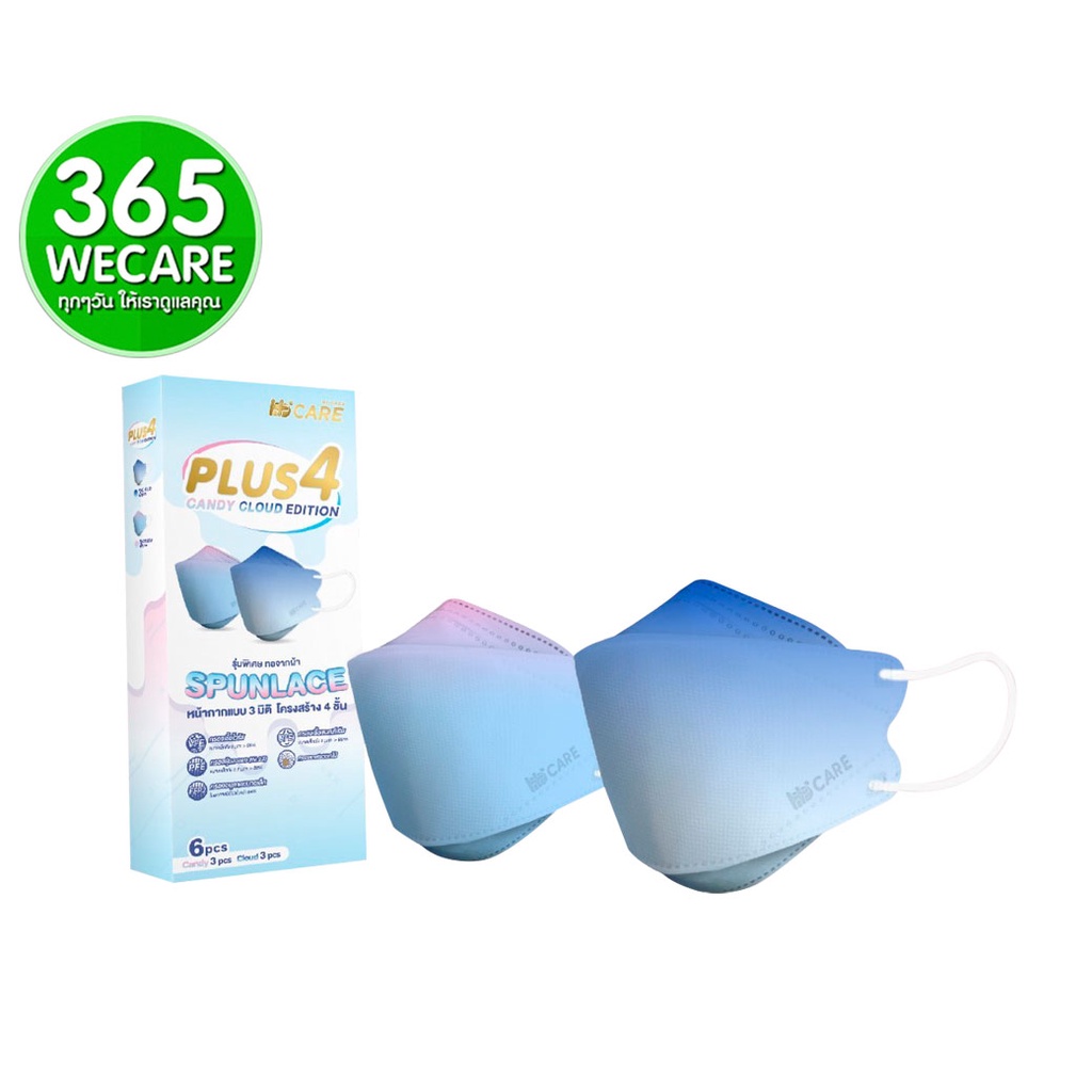 HI CARE Spunnlace Plus4 แบบ3มิติ สีCandy3Cloud3pcs. หน้ากากอนามัยแบบ 3 มิติ โครงสร้าง 4 ชั้น ...