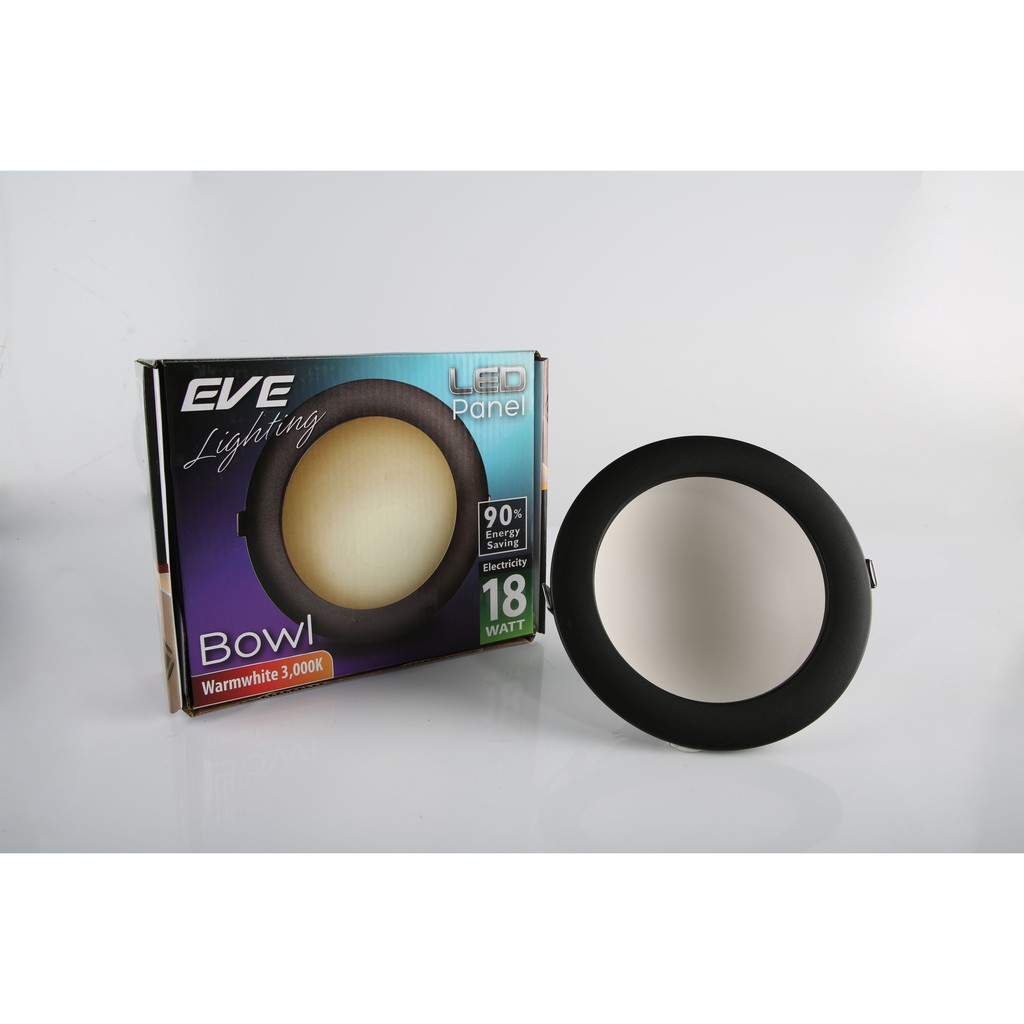 EVE โคมไฟ ดาวน์ไลท์ ขอบดำ โคมไฟฝังฝ้า โคมฝังฝ้า แอลอีดี รุ่น Bowl ขนาด 8W 12W 18W 25W แสงขาว แสง ...