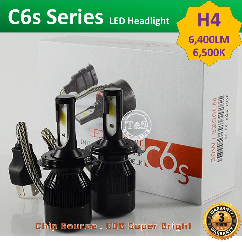 LED ไฟหน้ารถยนต์ LED รุ่น C6S (6,400LM) ขั้วหลอด H4, H7, H8, H9, H11 ...