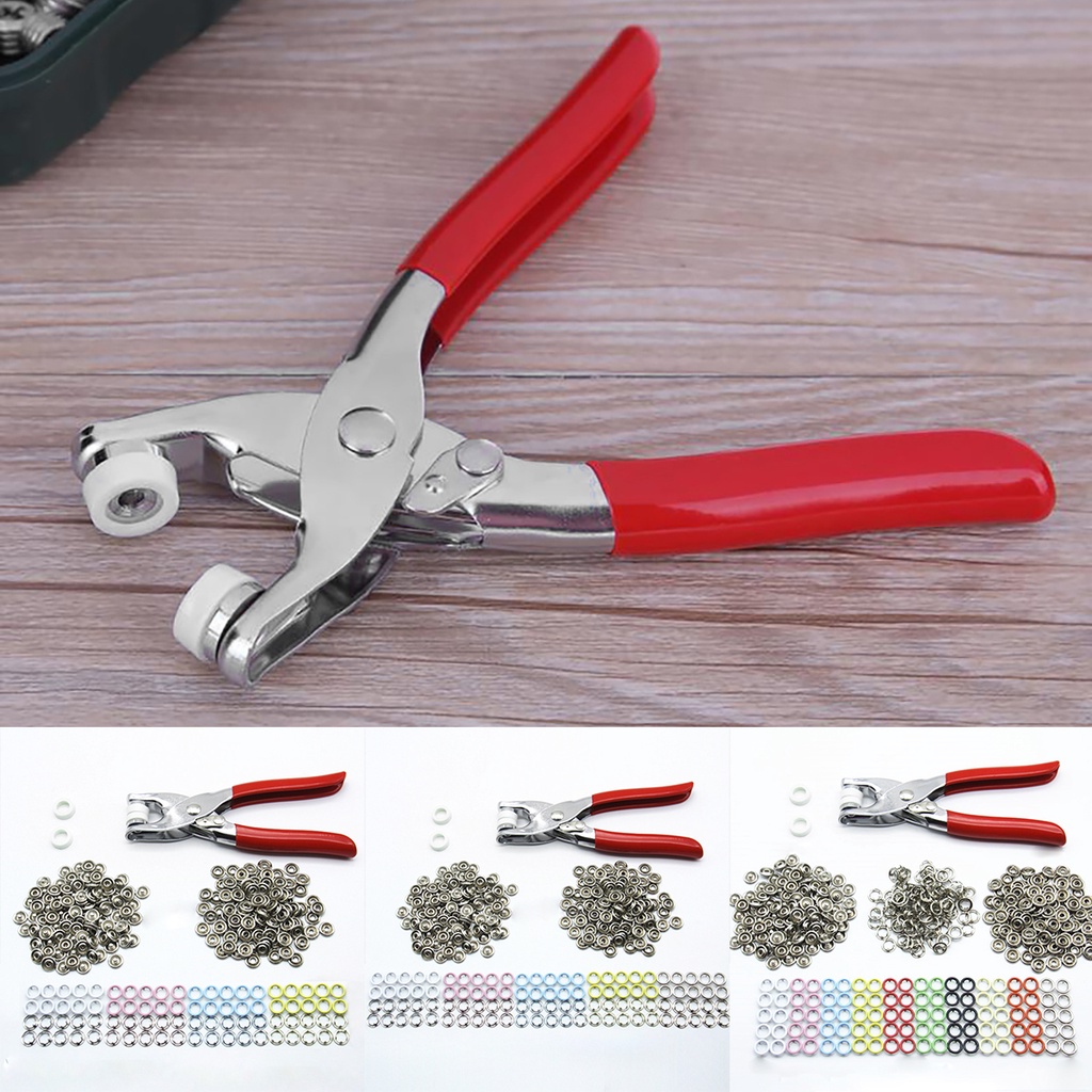 400Pcs Thickened Snap Fasteners Kit Metal Copper Five Claw Buckle Set with Hand Pressure Pliers ...
