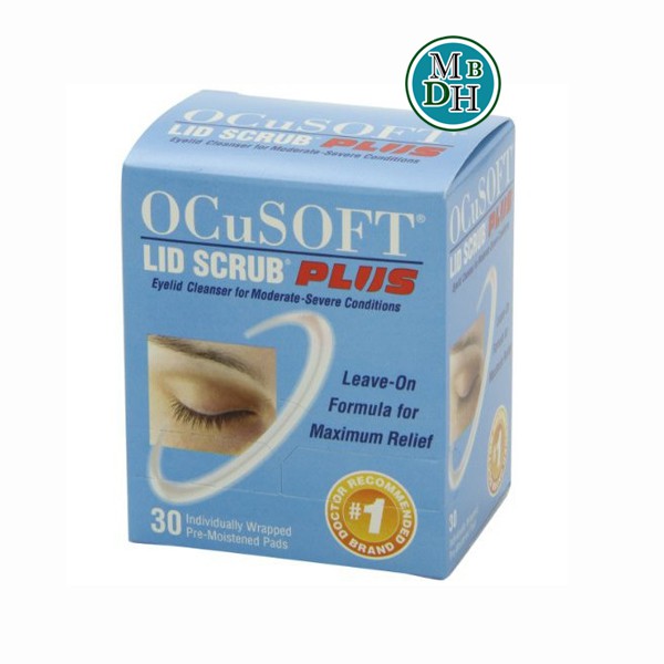 OCuSOFT lid scrub PLUS pad สีฟ้า แผ่นทำความสะอาดเปลือกตา (18022 ...