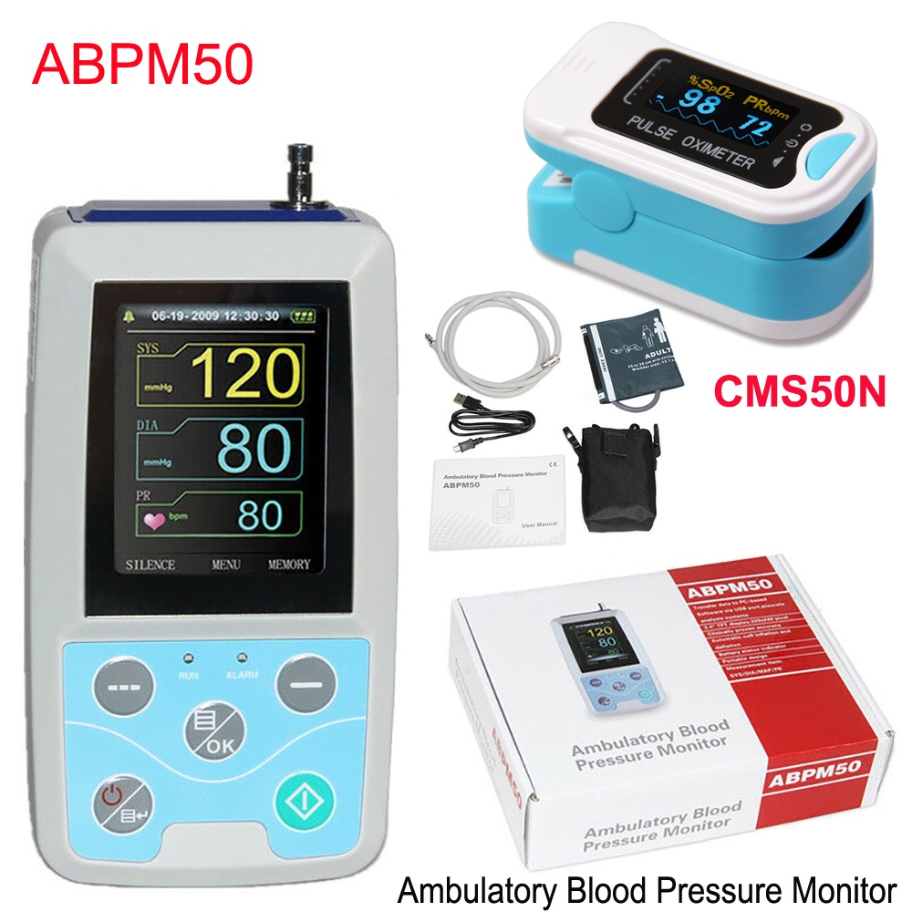 ABPM50 Ambulatory Blood Pressure Monitor 24 Hour Recorder NIBP Holter ...