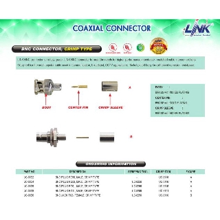 LINK UC-0026 BNC PLUG/CONNECTOR RG 6 /5C-2V, CRIMP Typeหัวต่อสาย Coaxial ตัวผู้ แบบ BNC | Shopee ...