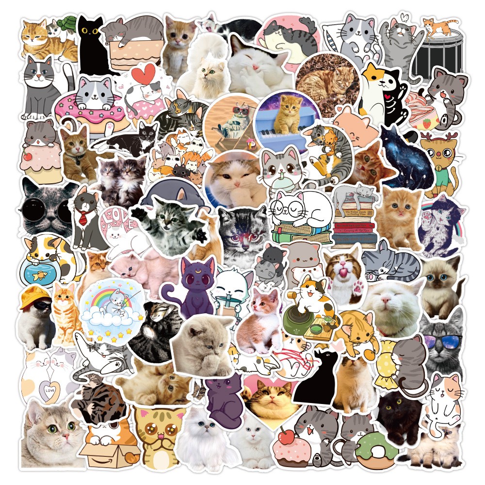 100/50/25/10PCS New Kawaii Cat Kitty Stickers For DIY Suitcase ...