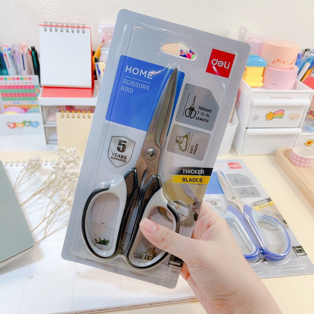 Deli Scissor กรรไกร รุ่น 6001 ขนาด 190 mm.(7 1/2 นิ้ว) มีให้เลือก 2 สี ...