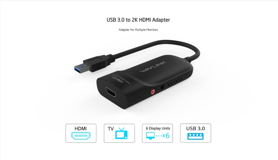 Wavlink อะแดปเตอร์กราฟฟิคการ์ดเสียง และช่องเสียบการ์ดเสียง usb 3.0 เป็น ...