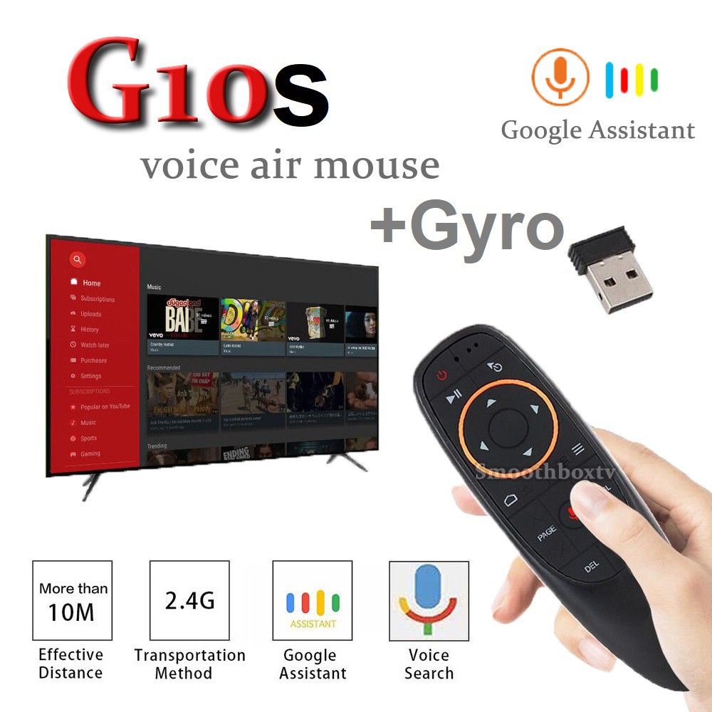 G10S (มี Gyro) รีโมท Air Mouse + Voice Search + IR Remote Control เมาส์ ...