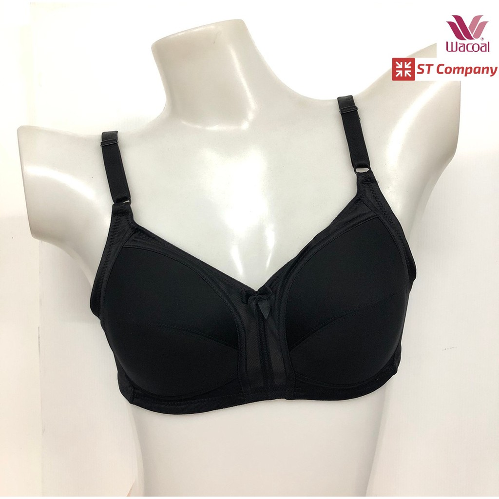 Wacoal Basic Bra สีดำ (BL) ไม่มีโครง Wireless Bra เต็มคัพ เก็บทรง เสริมฟองบาง 3 ตะขอ ชุดชั้นใน ...