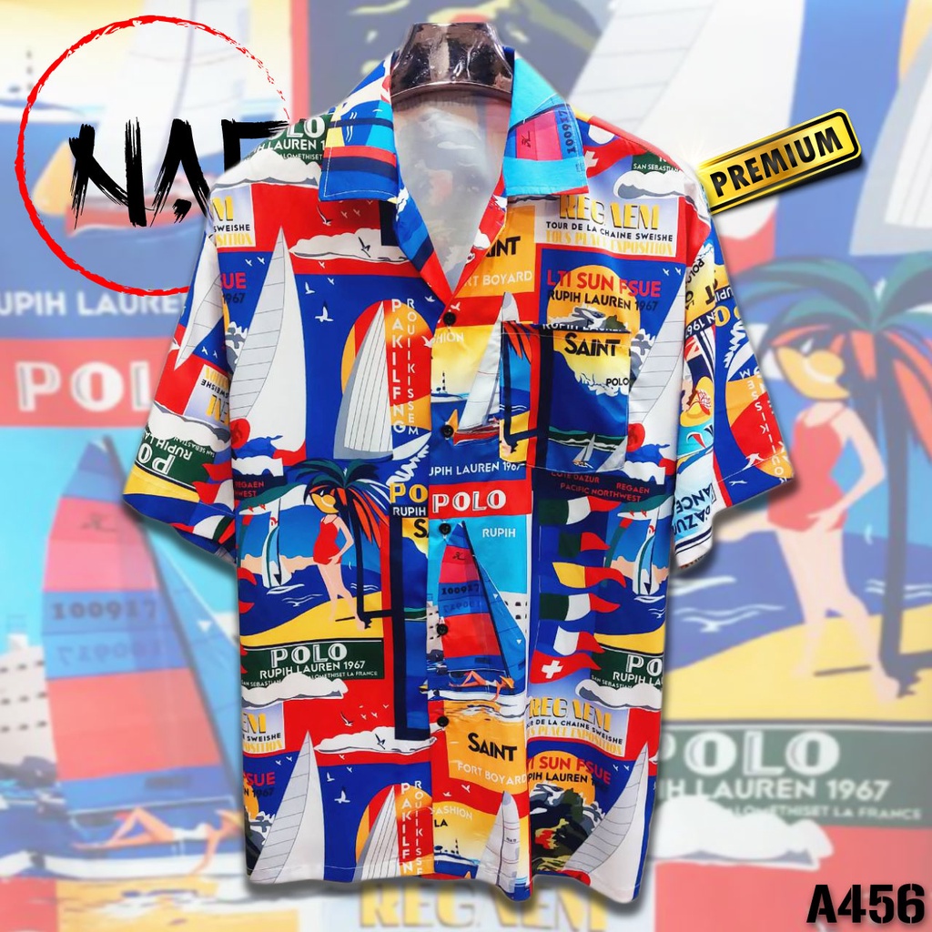 เสื้อฮาวายลายเรือใบ A456 ผ้าไหมอิตาลี | Shopee Thailand