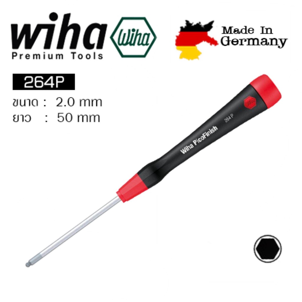 Wiha PicoFinish 264P ไขควงปากหกเหลี่ยมหัวบอล 2.0 mm No.42433 2.0x50 | Shopee Thailand