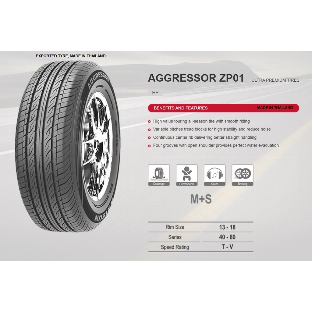 ARISUN (ยางสัญชาติไทย) 215/70R15 (ล้อขอบ15) รุ่น ZP01 4 เส้น (ยางใหม่กร ...