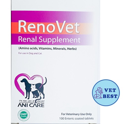 RenoVet รีโนเวท [กล่อง 100 เม็ด] บำรุงไตสุนัข บำรุงไตแมว Exp.06/2025 ...