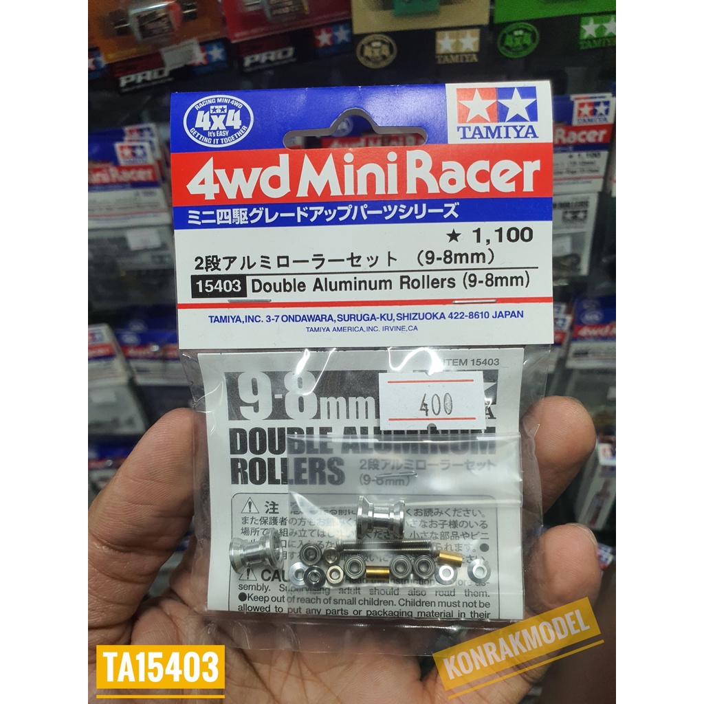 ชุดแต่งเสริมรถ Mini 4WD Tamiya 15403 DOUBLE ALUMINUM ROLLERS (9-8 mm ...