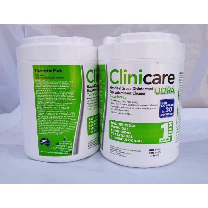 สินค้าขายดีอันดับ1 Clinicare Ultra Disinfectantกระดาษเช็ดพื้นผิวแบบฆ่าเชื้อบรรจุ 180 แผ่น ต่อ ...