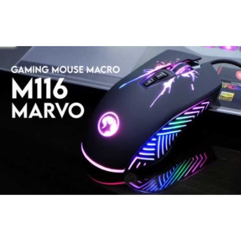 เมาส์มาโคร MARVO M116 GAMING MOUSE Macro RGB 7200 dpi | Shopee Thailand