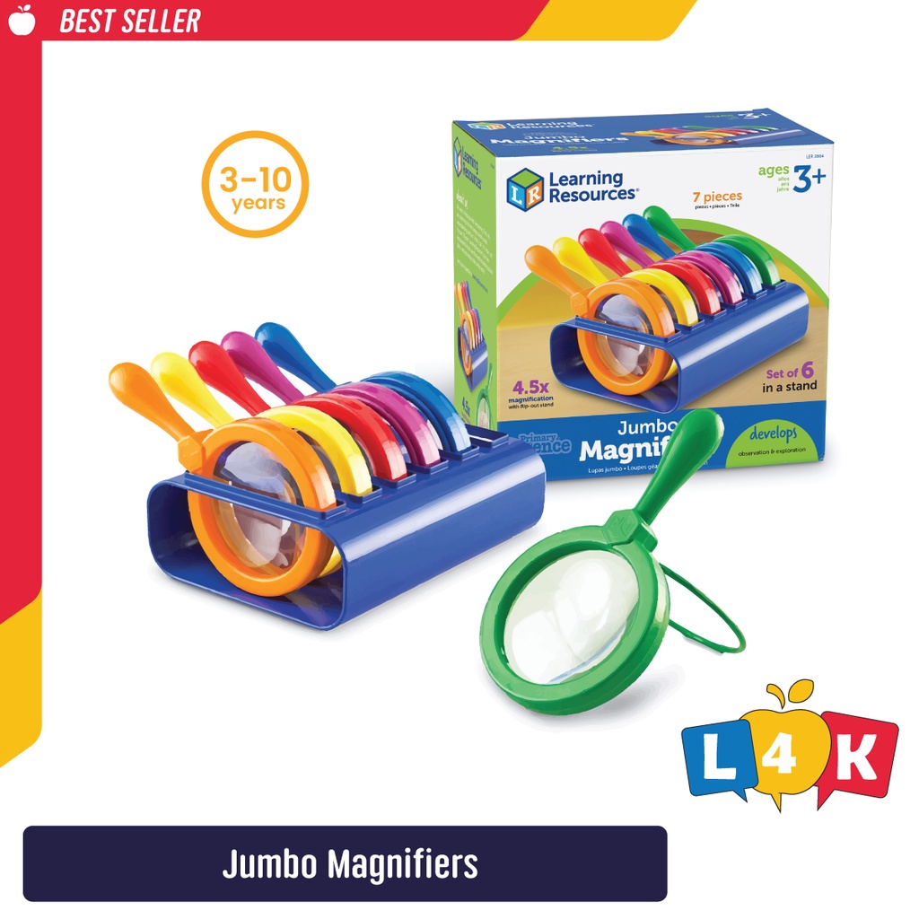 [3ขวบ+]Jumbo Magnifiers with Stand แว่นขยาย หลากสี ทักษะ วิทยาศาสตร์ สังเกต : 3-10 ปี : พร้อมส่ง ...