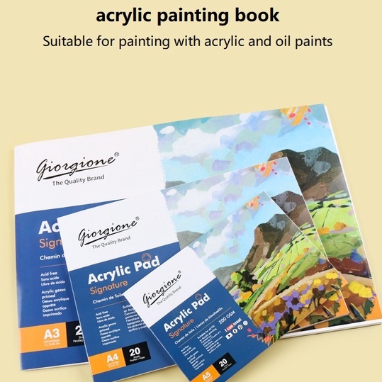 A3/A4/A5 Premium Acrylic Pad 20 Sheets Painting Drawing Pad with Thick ...