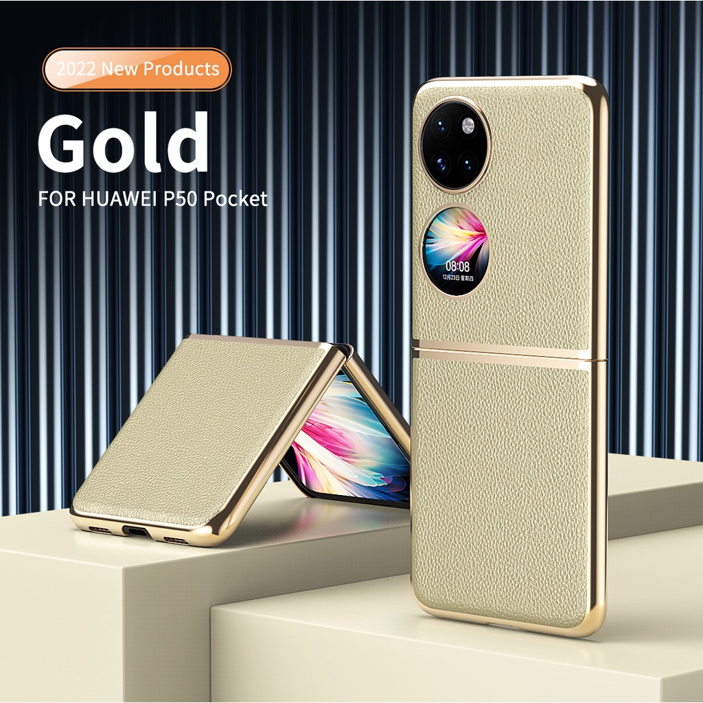 เคสโทรศัพท์มือถือหนัง ชุบไฟฟ้า แบบหน้าจอพับได้ สําหรับ Huawei P50 pocket S P50 5G | Shopee Thailand