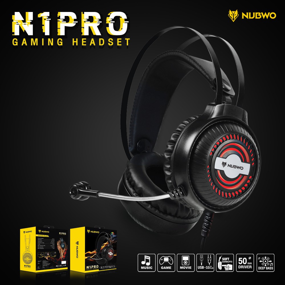 หูฟังเกมมิ่ง NUBWO N1Pro มีไฟ7สี ระบบเสียงสเตอริโอ | Shopee Thailand