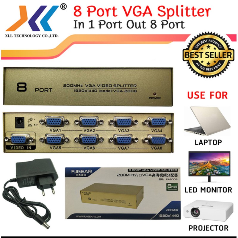 VGA Splitter Box 1 in 8 out VGA6013 | Shopee Thailand