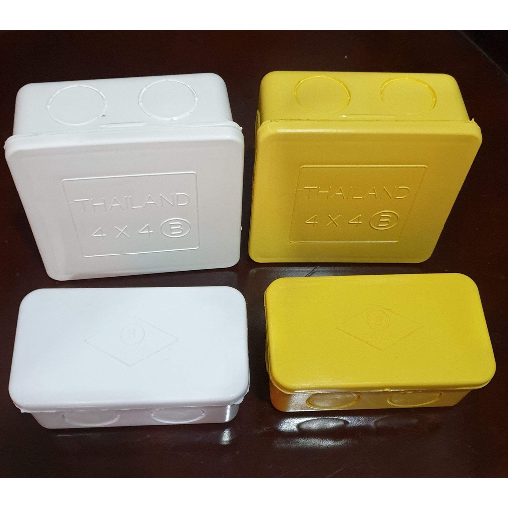 10ชิ้น กล่องพักสายไฟ สีเหลืองและสีขาวมี2 ขนาด ขนาด 2x4 ขนาด 4x4