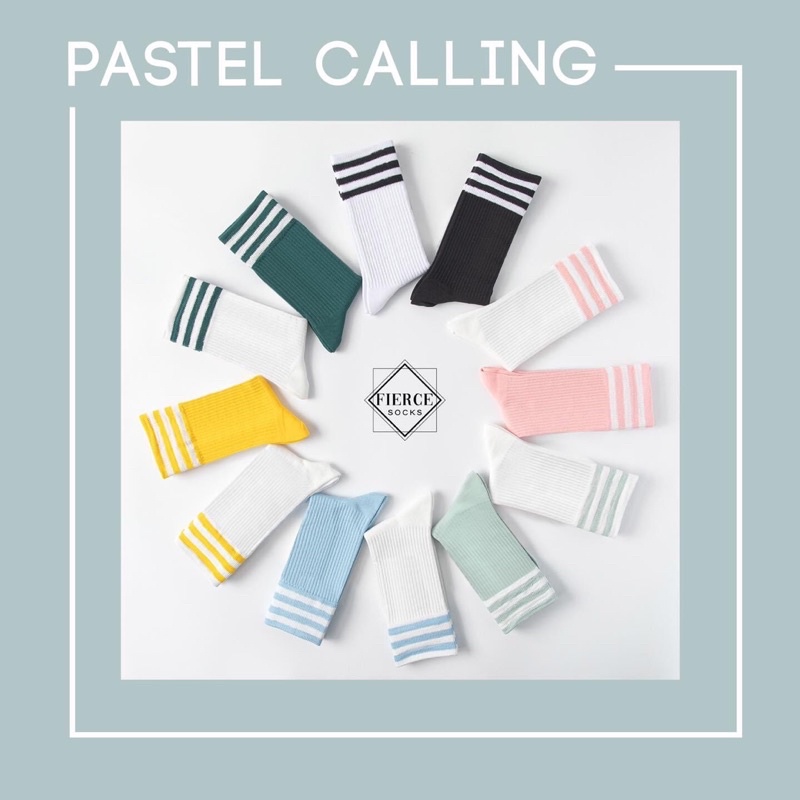 ถุงเท้าพื้นสี Pastel Calling ถุงเท้าแฟชั่น ใส่เล่นกีฬาได้ เนื้อนิ่ม ...