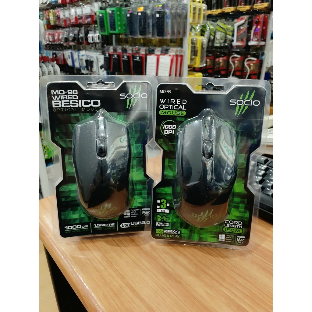 Mouse Socio MO-98/MO-99 1000DPI(เมาส์มีสายใช้สำหรับคอมพิวเตอร์ ...