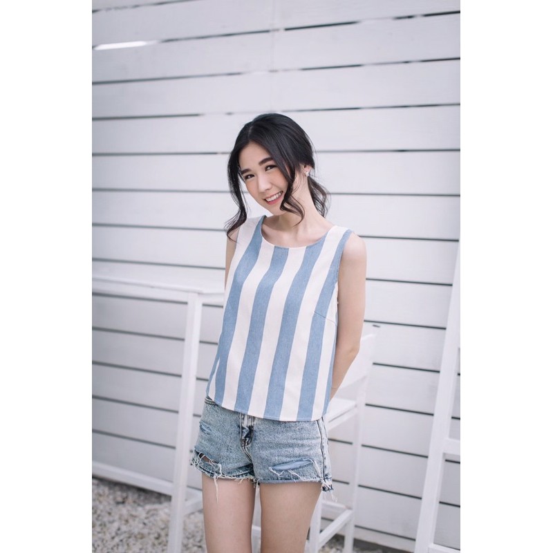 Numsha Brand เสื้อแขนกุดลายทาง / NB18100 | Shopee Thailand