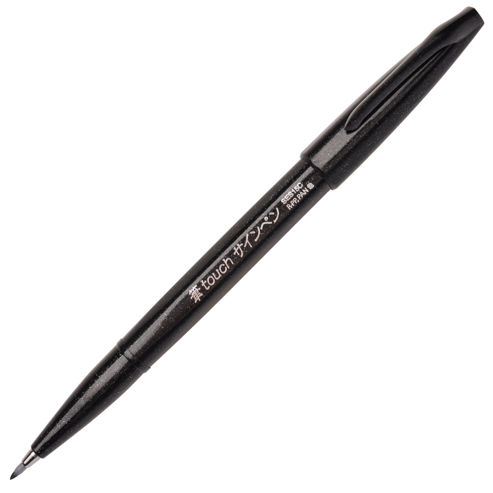 Pentel Brush Sign Pen ปากกาพู่กัน สีมาตรฐาน สำหรับ Calligraphy | Shopee ...